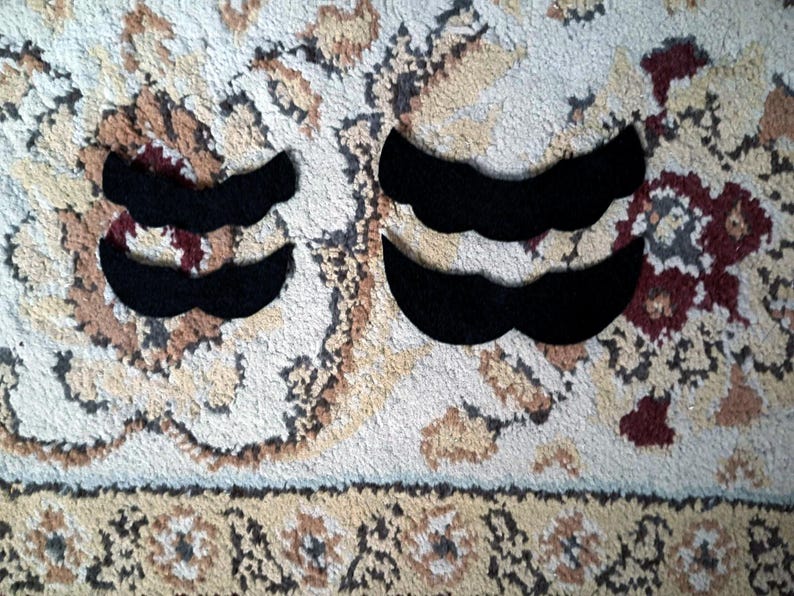 Mario & Luigi Inspired Mustache Combo Package, Black Adhesive Felt Mustaches, 4-PAK Fake ...