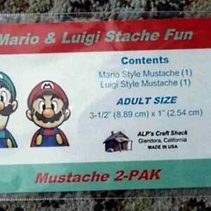 Mario & Luigi Inspired Mustache Combo Package, Black Adhesive Felt ...