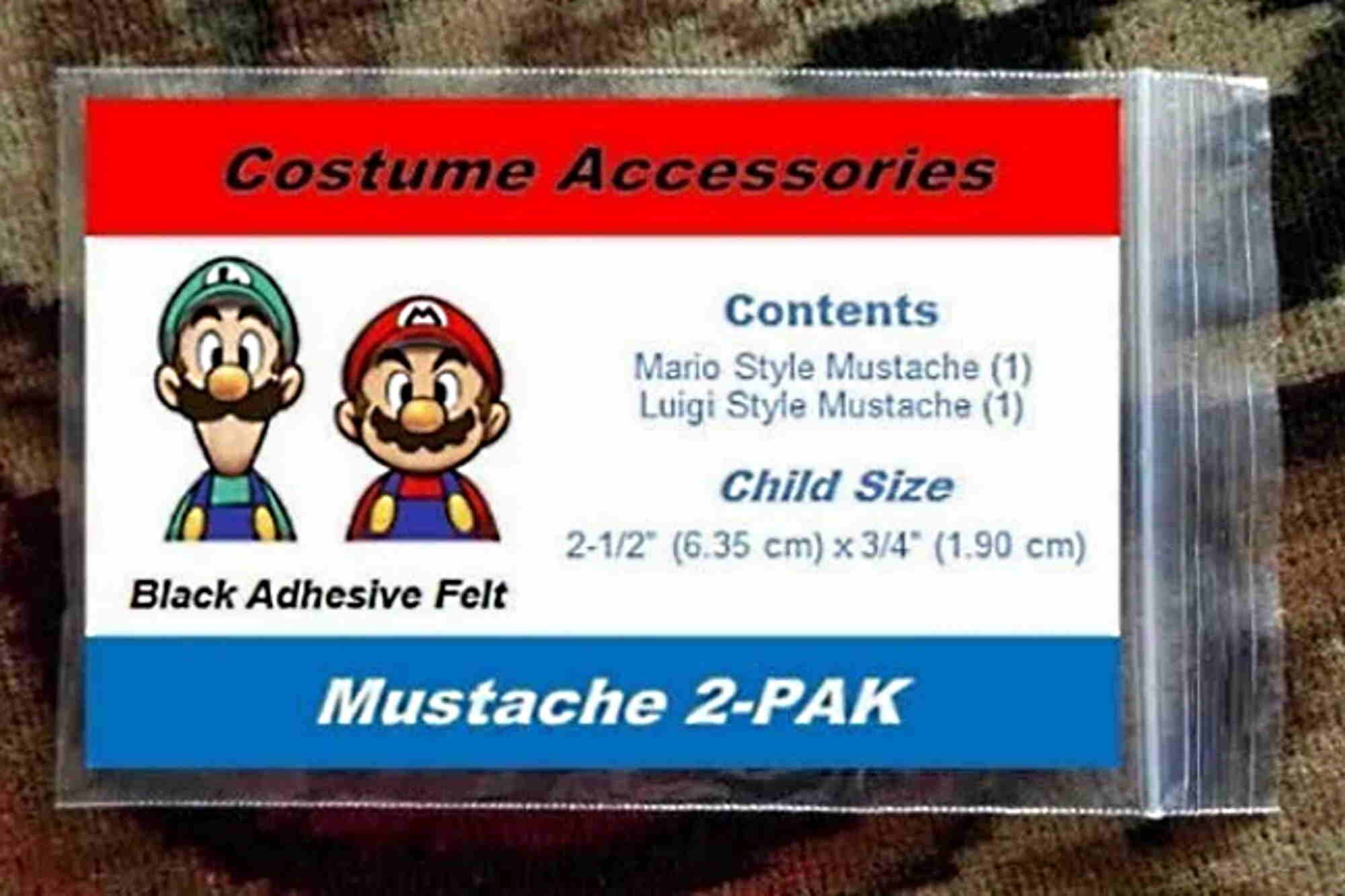 Mario & Luigi Inspired Mustache Combo Package, Black Adhesive Felt ...