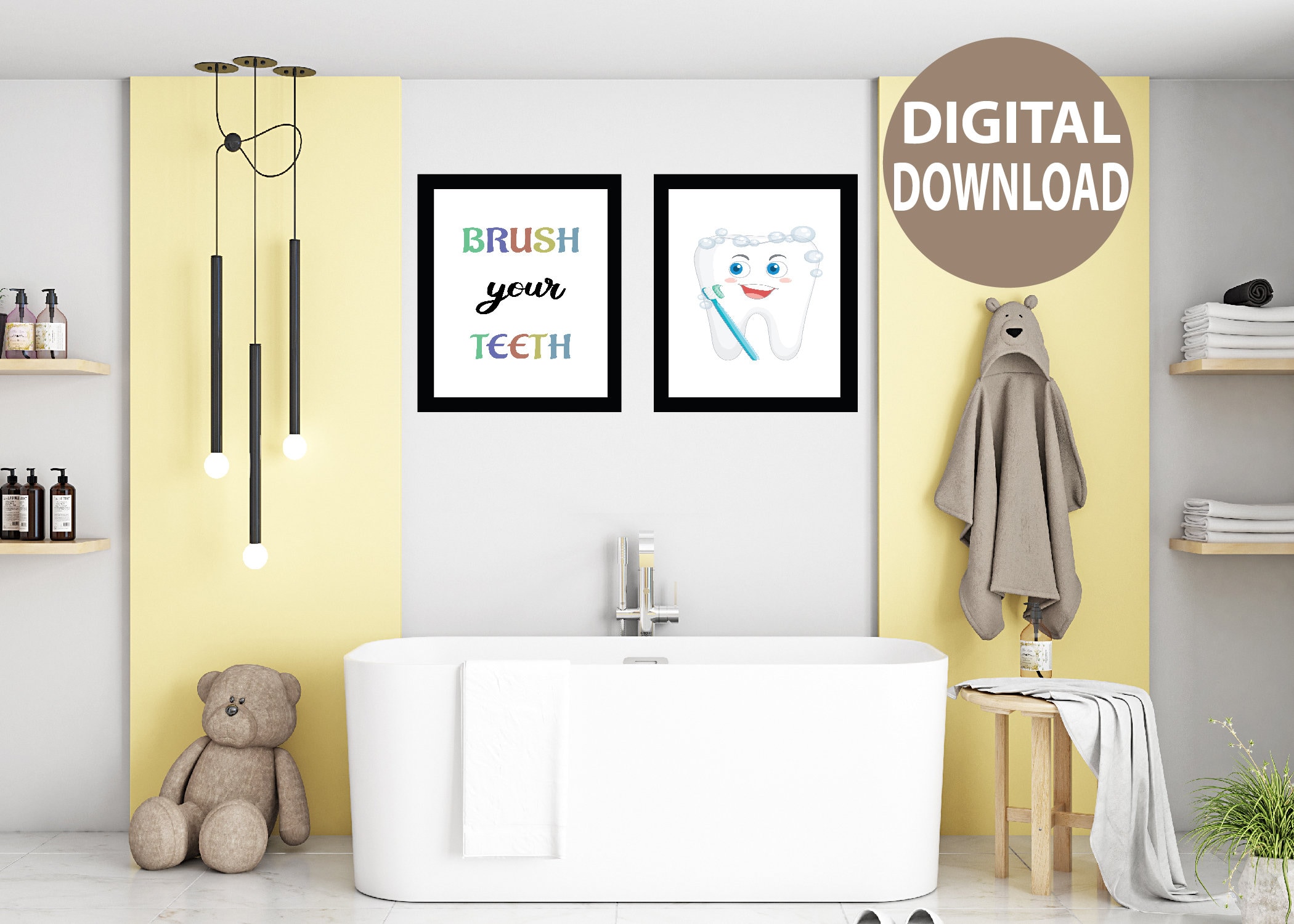 Brush Your Teeth - Kids Digital Download | Kids Room | Bathroom ...
