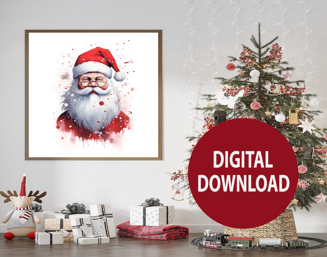 Old Fashion Santa, Santa Paint Splatter Digital Download, Beautiful ...