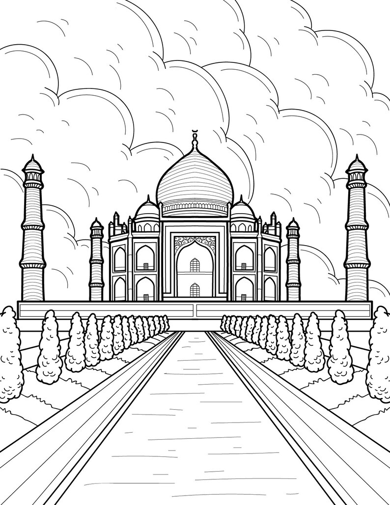 Travel Digital Coloring Page/ Adult Coloring/ World Destinations ...