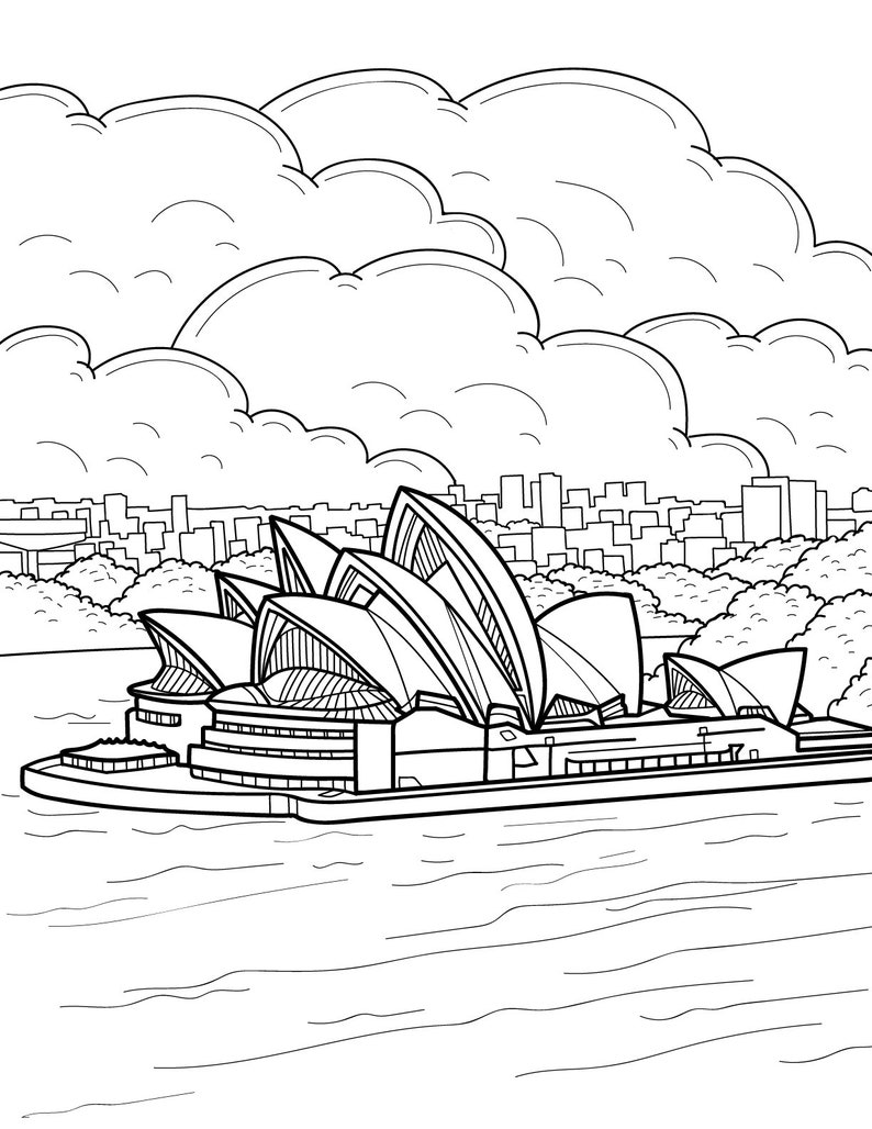 Travel Digital Coloring Page/ Adult Coloring/ World Destinations ...