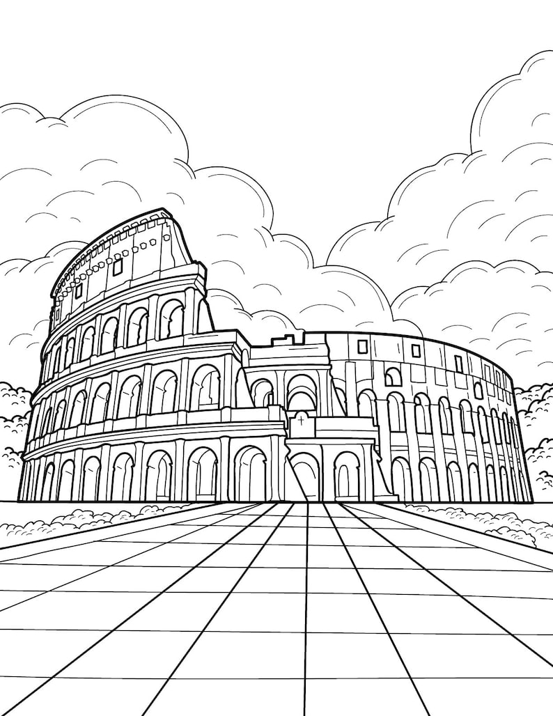 Travel Digital Coloring Page/ Adult Coloring/ World Destinations ...