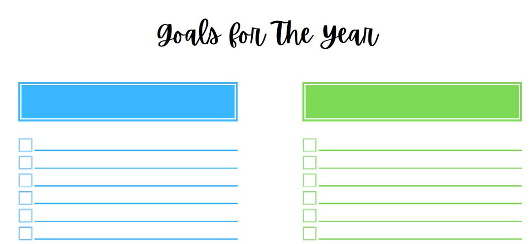 Annual Goal Tracker Printable Organizer Digital Download 4 Categories ...