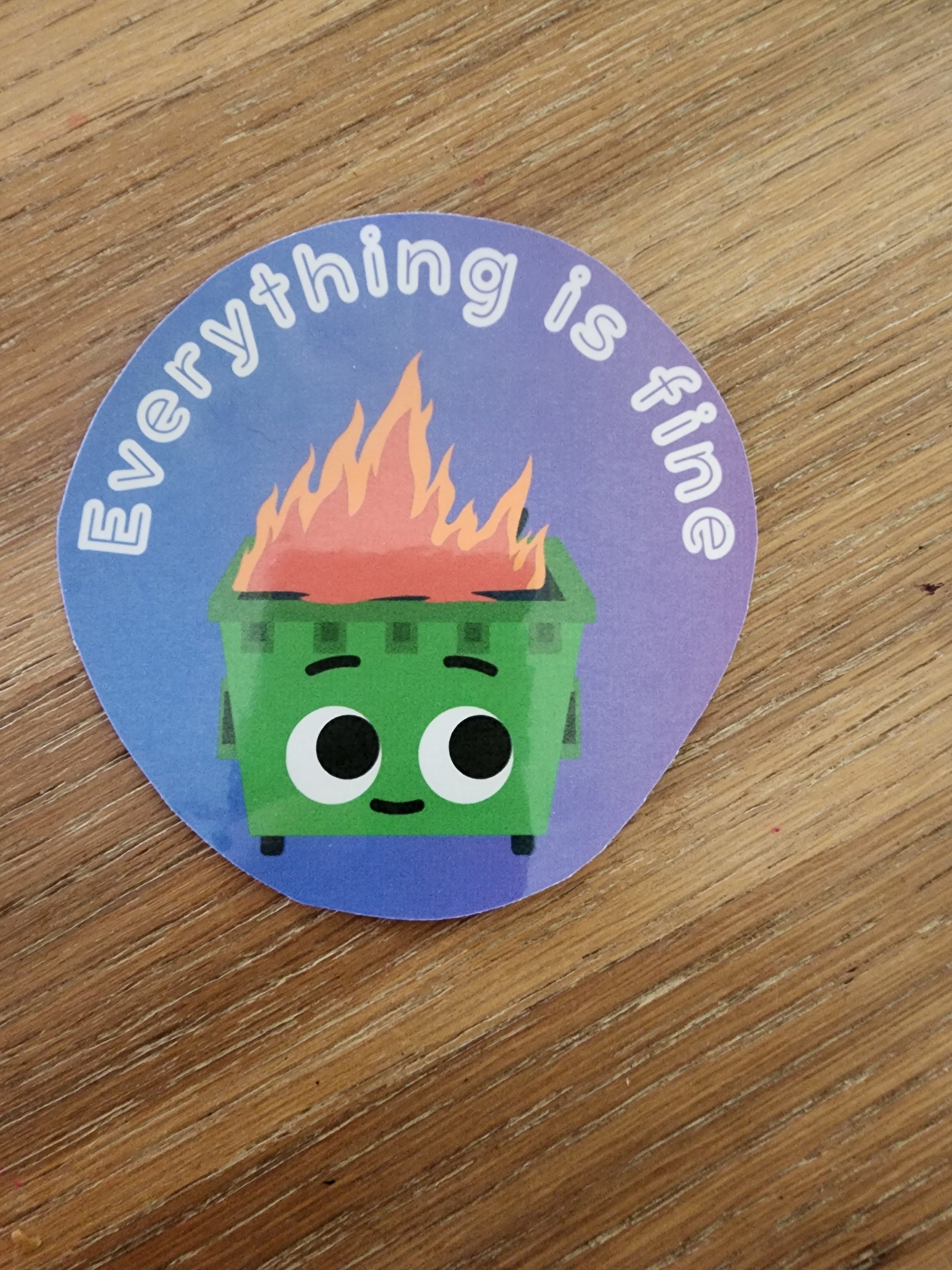 Dumpster Fire Sticker; Cute Blue and Pink Stickers With Cartoon ...
