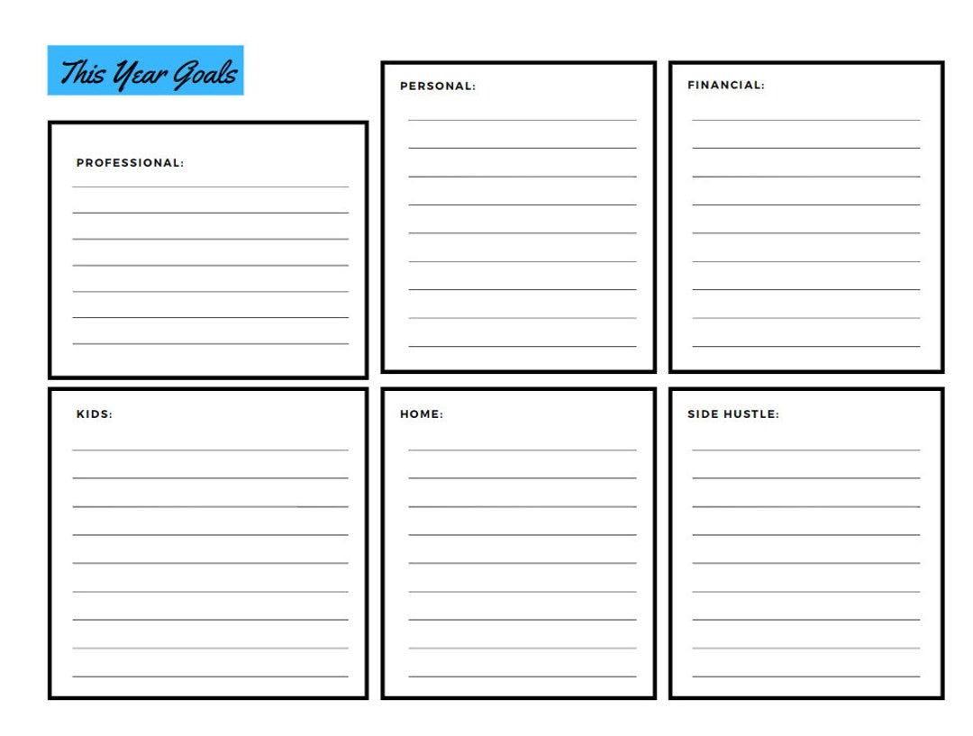 Annual Goal Sheet/ Goal Tracker Printable/ This Year, Next Year and ...