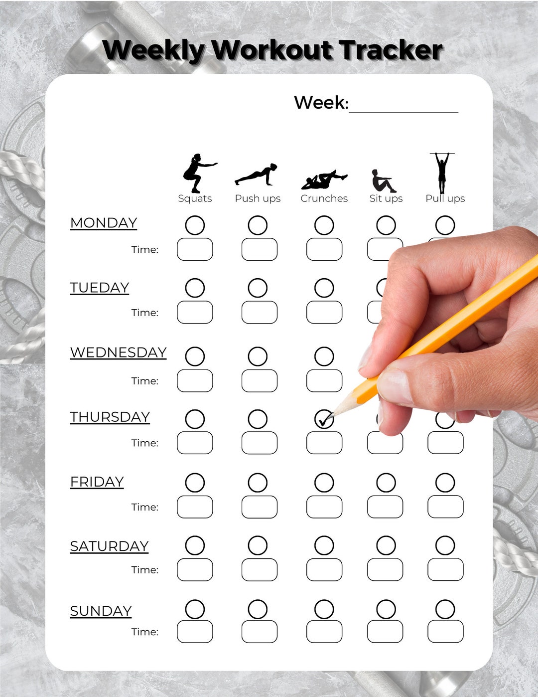 Weekly Workout Tracker, Weekly Workout Planner, Weekly Fitness Tracker ...