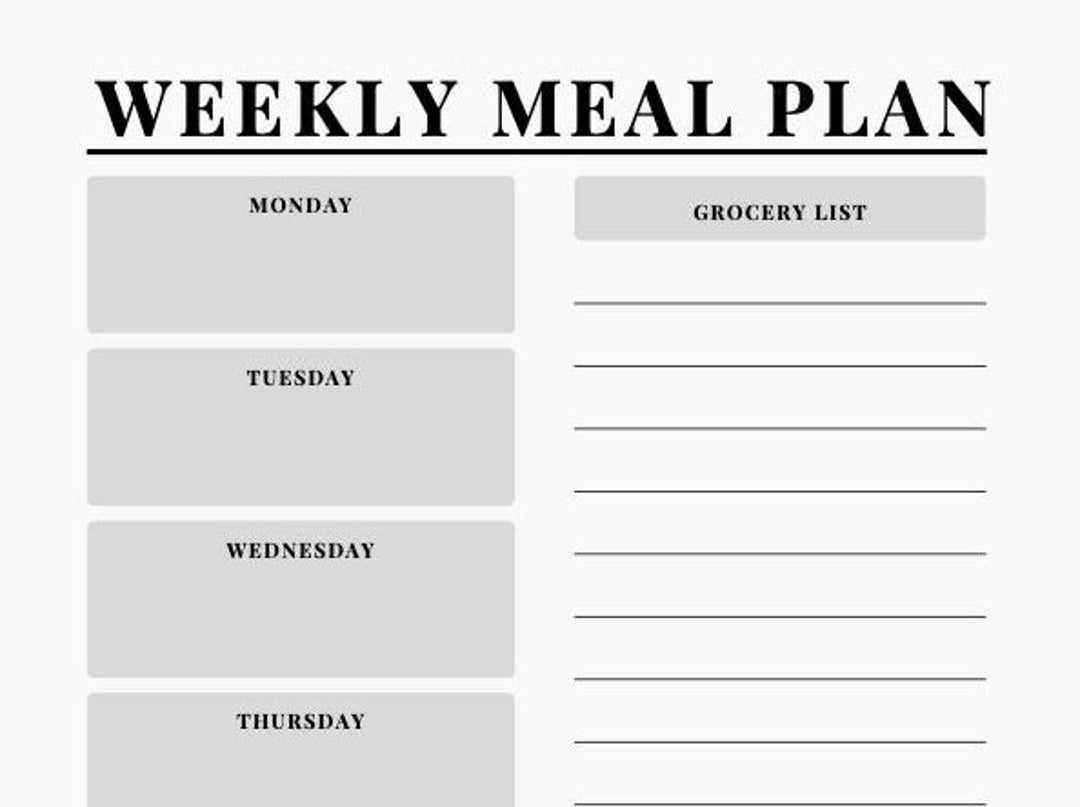 Weekly Meal Plan I Downloadable I Menu Planner I PDF - Etsy