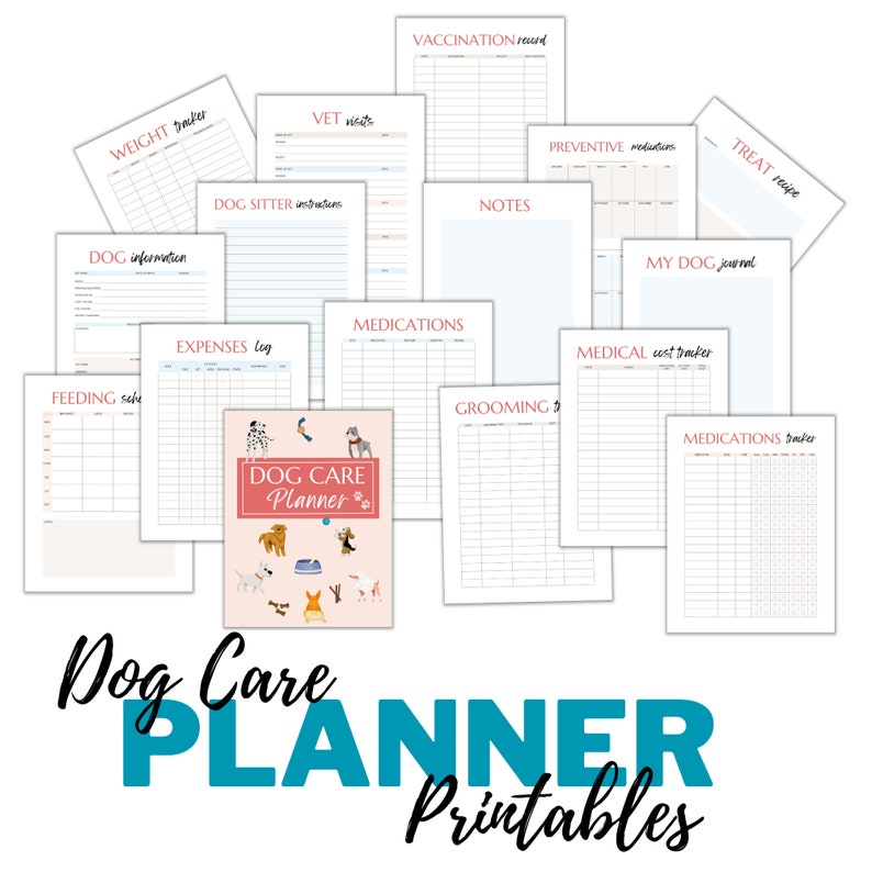 Dog Care Planner Printable, Instant Download US Letter & A4, Dog Care ...