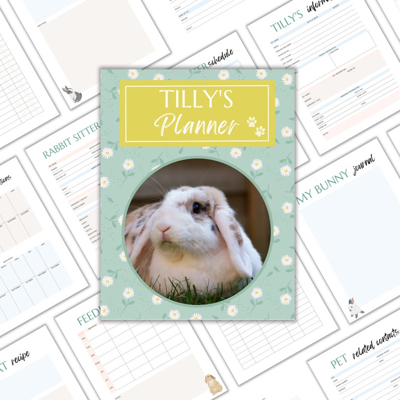 Personalized Rabbit Care Planner Printable, Add Name & Photo, Rabbit Care Binder, Pet Planner ...