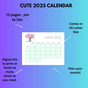 2025 Calender, Cute Calendar, Homeschool Calendar, Blank Calendar, 2025 ...