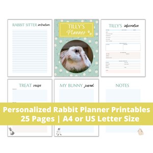 Personalized Rabbit Care Planner Printable, Add Name & Photo, Rabbit ...