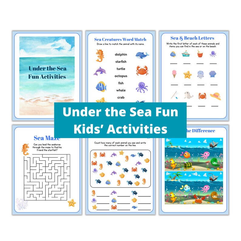 Under the Sea Fun Kids' Activities, US Letter Size, Marine Life ...