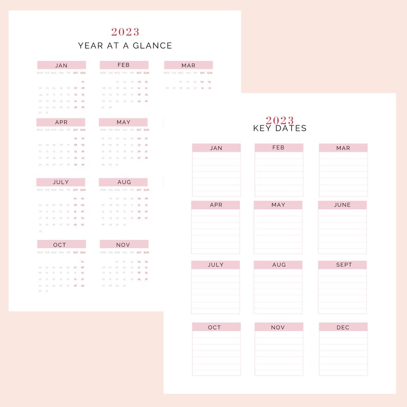 2023 Calender & 2024 Calendar Simple Design Printable Calendar, Blank ...