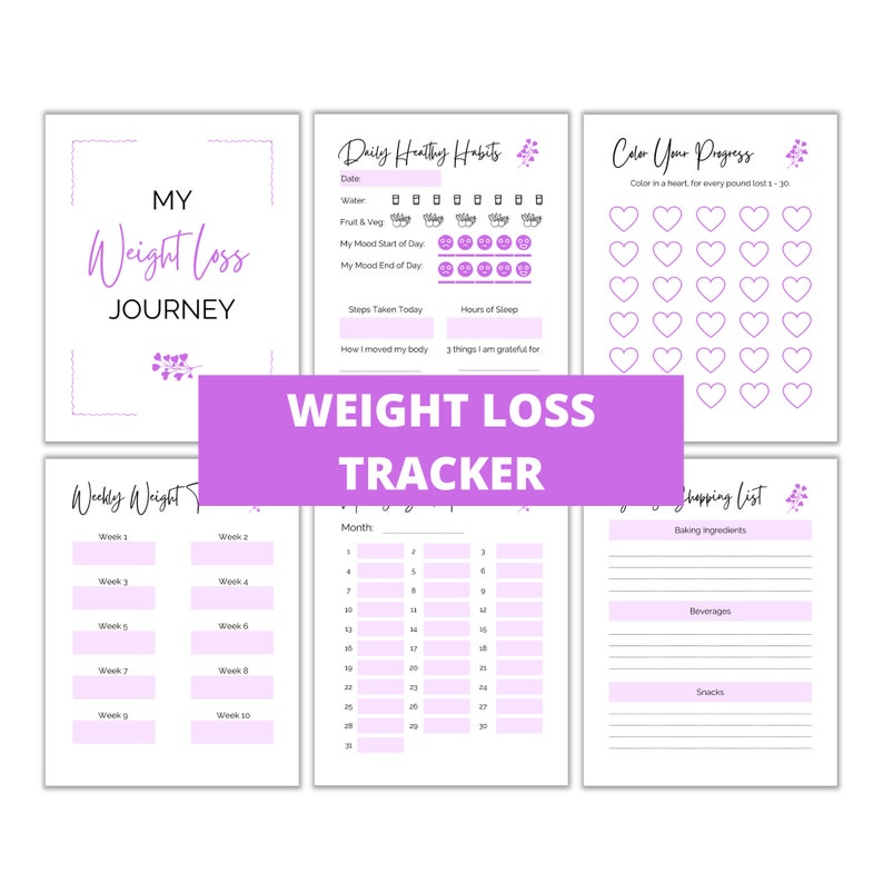 Weight Loss Journal Printable Lilac Instant Download Pdf Us Etsy