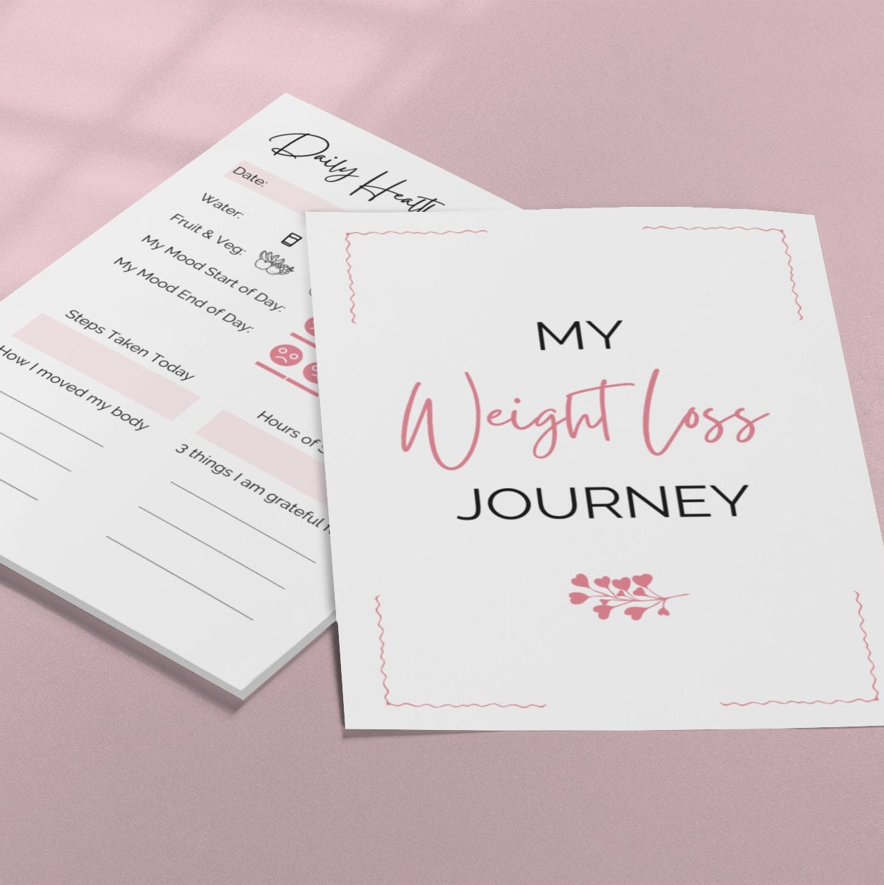 Weight Loss Tracker Printable: Pink, Instant Download PDF US Letter ...