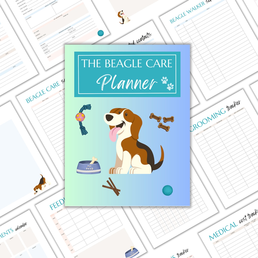 Dog Care Planner Printable: Beagle Instant Download US Letter/a4, Dog ...