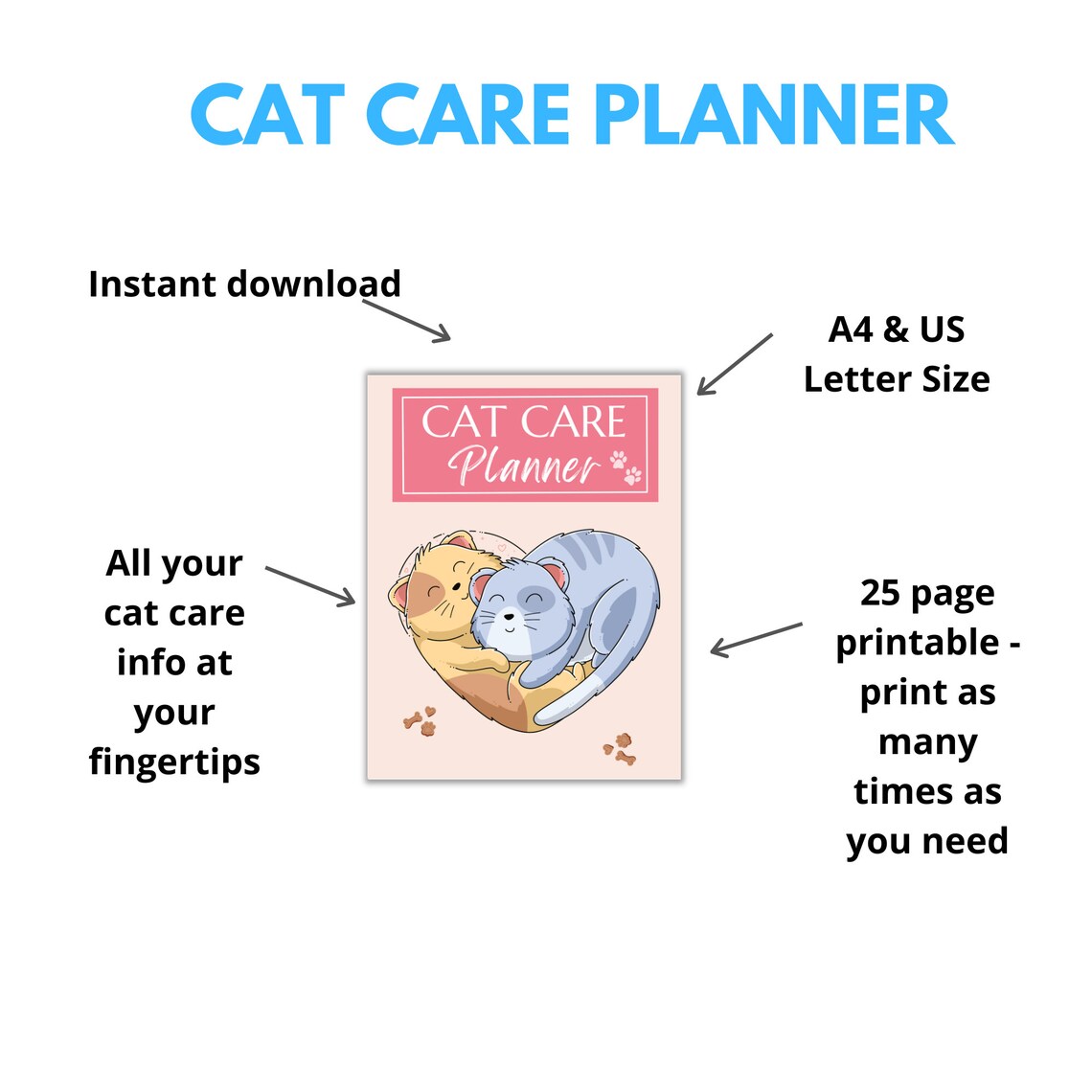 Cat Care Planner Printable Instant Download US Letter & A4 - Etsy UK