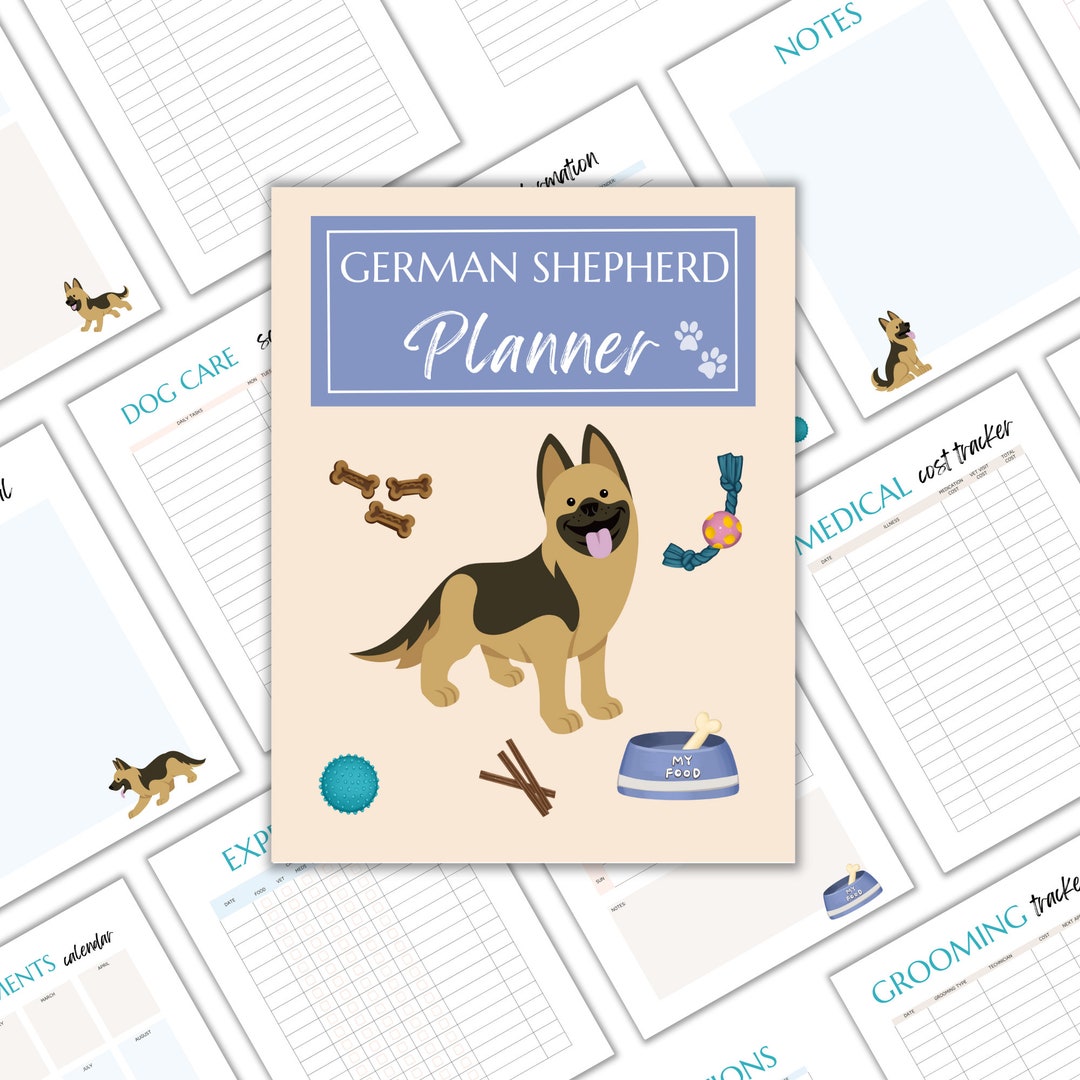 Dog Care Planner Printable: German Shepherd | US Letter & A4, Dog Care ...