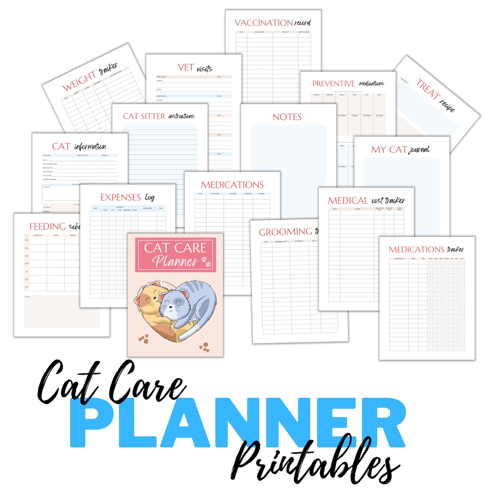 Cat Care Planner Printable Instant Download US Letter & A4 - Etsy UK