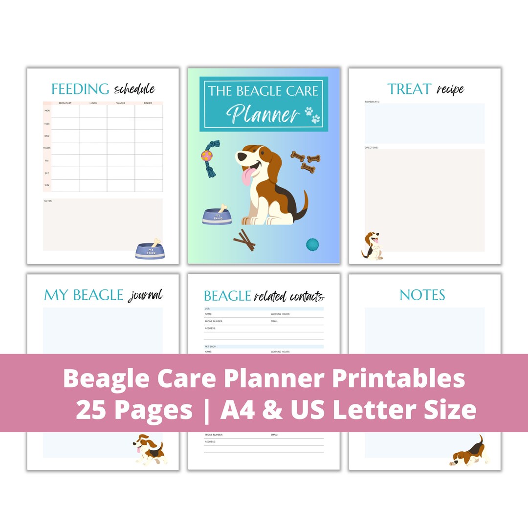 Beagle Care Planner Printable, Beagle Health Tracker PDF, Vet Visits ...