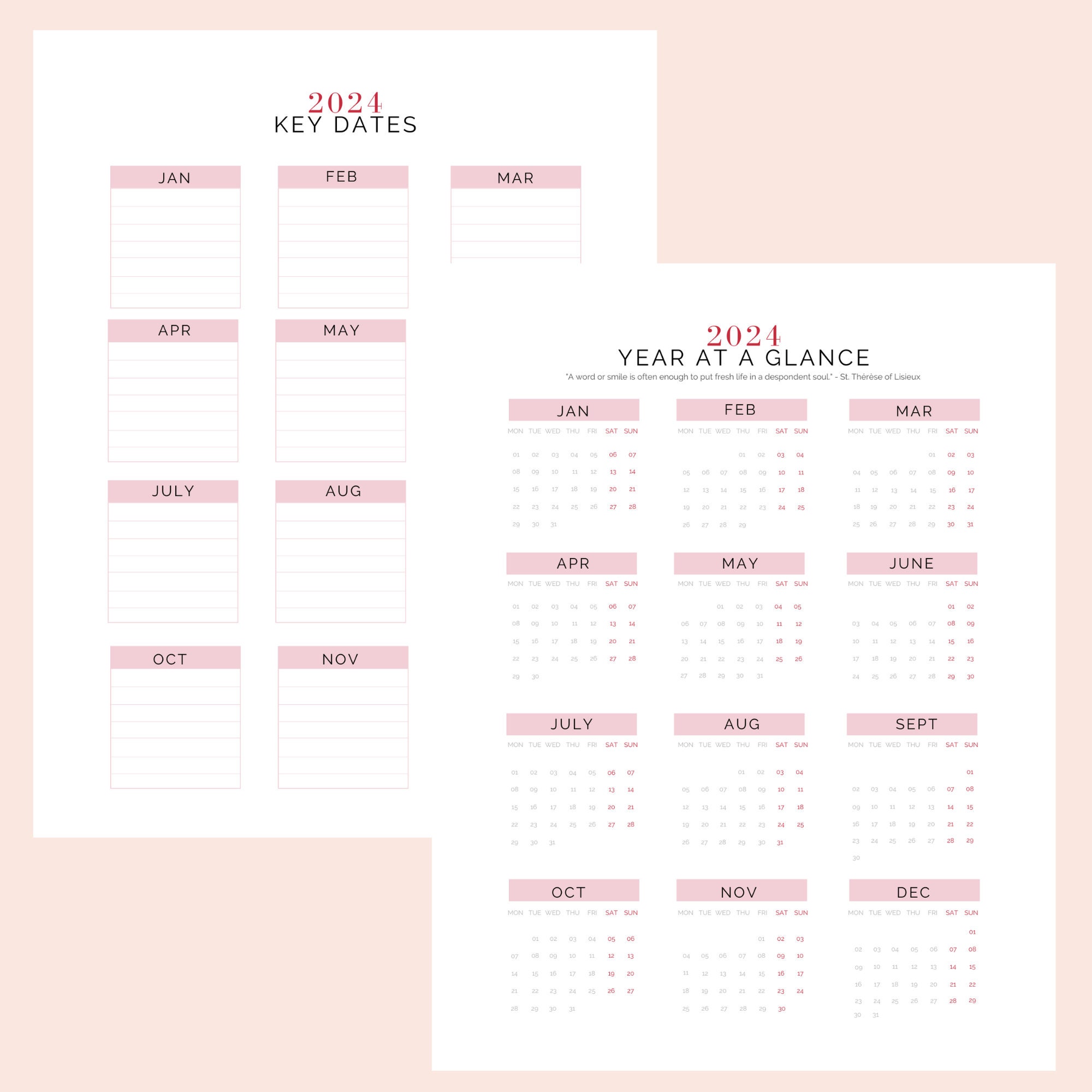2023 Calender & 2024 Calendar Simple Design Printable Calendar, Blank ...