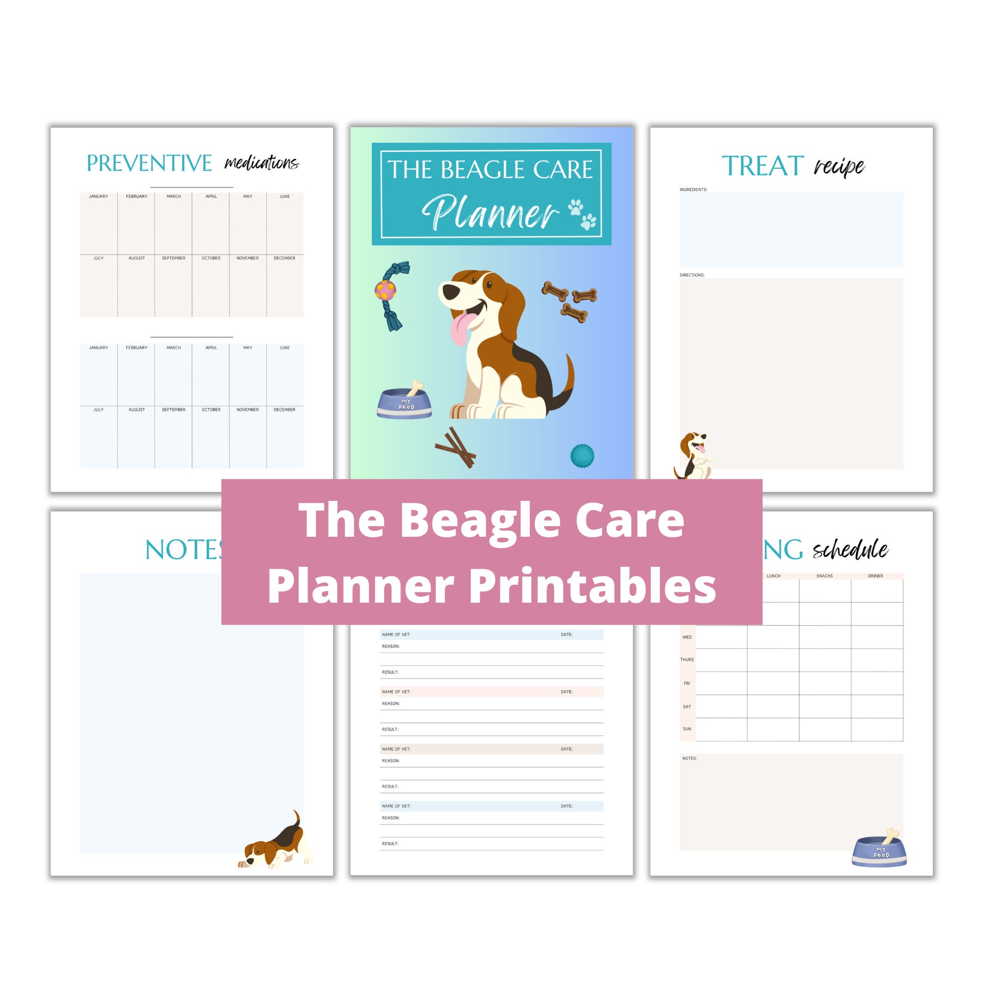 Dog Care Planner Printable: Beagle Instant Download US Letter/a4, Dog ...