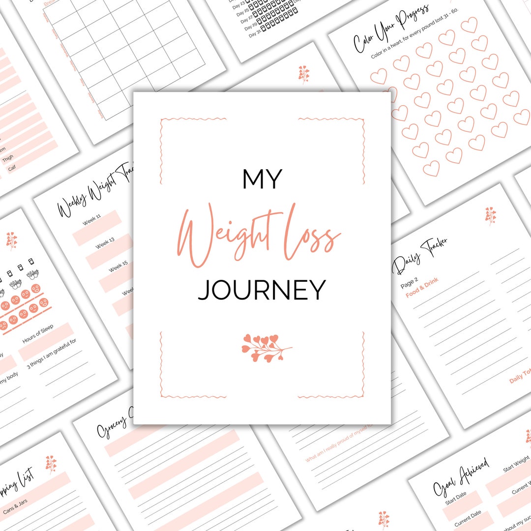 Weight Loss Journal Printable: Orange, Instant Download PDF US Letter ...