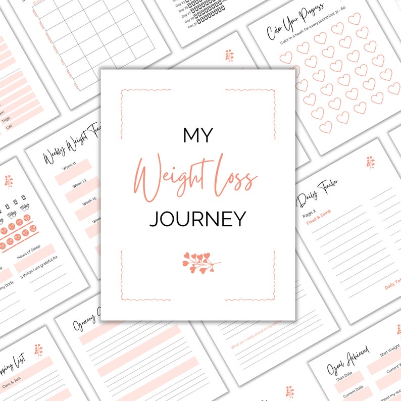 Weight Loss Journal Printable: Orange, Instant Download PDF US Letter ...