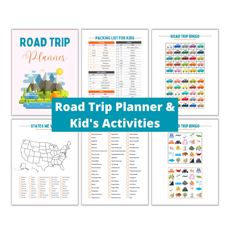 Road Trip Planner USA | Kids' Road Trip Games Printable | Family Road ...