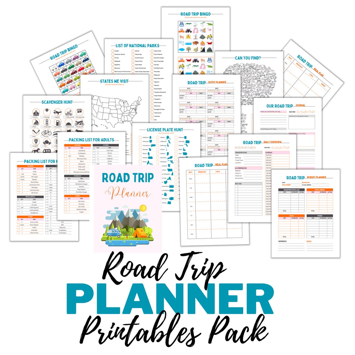 Road Trip Planner USA | Kids' Road Trip Games Printable | Family Road ...