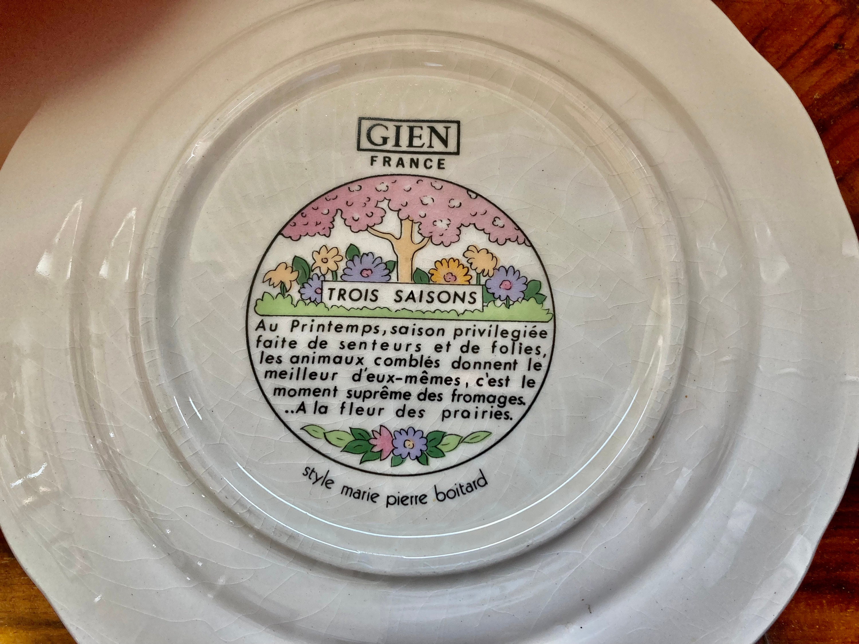 Gien: Set of 6 Cheese Plates Depicting the 3 Seasons in Which Cheese is ...