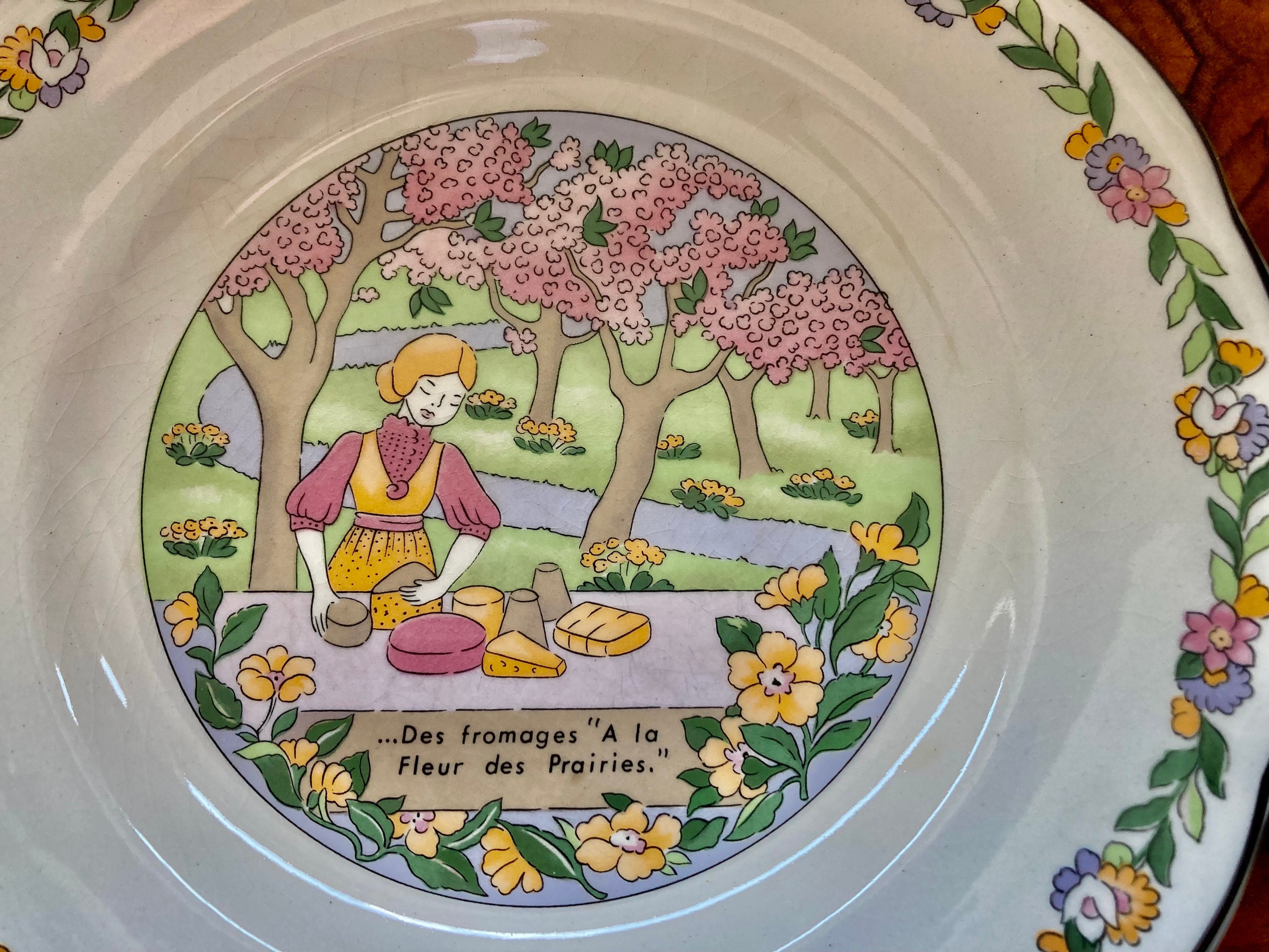 Gien: Set of 6 Cheese Plates Depicting the 3 Seasons in Which Cheese is ...