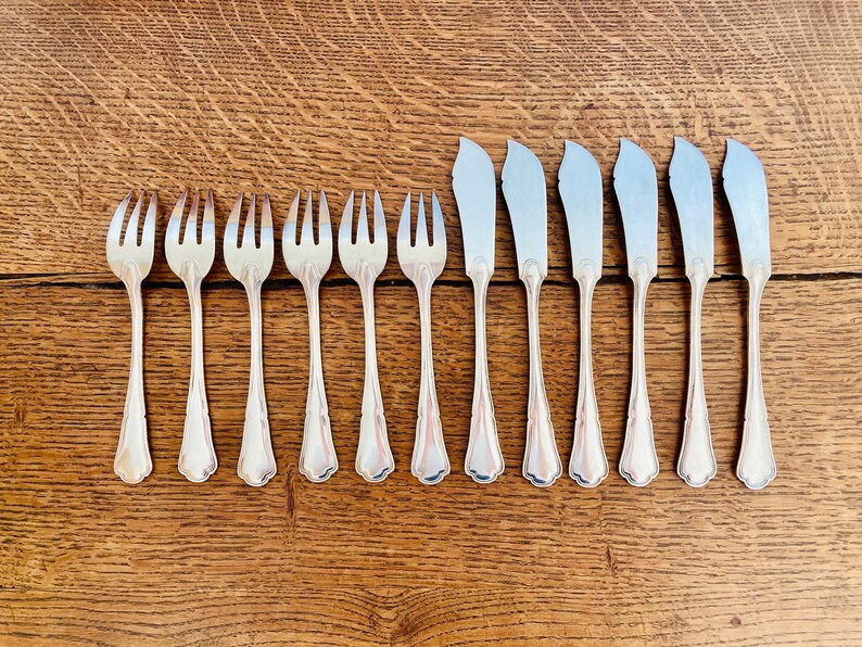 Six Silver-plated Fish Cutlery, Contour Model - Etsy
