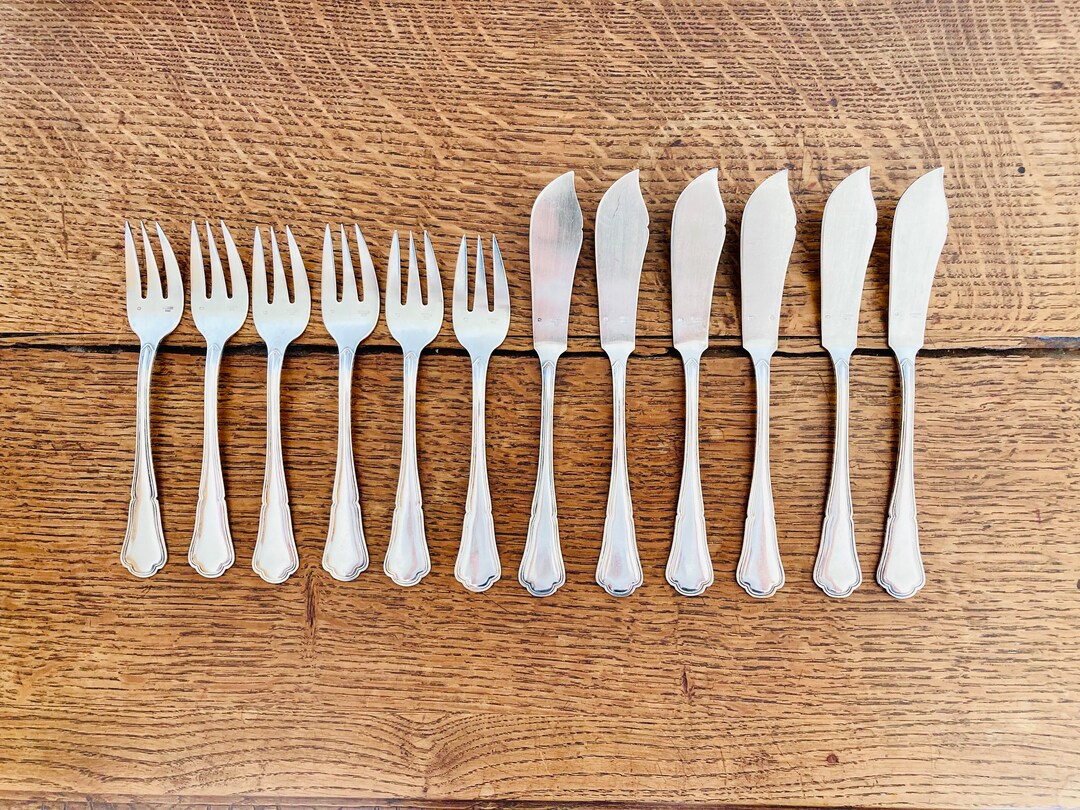 Six Silver-plated Fish Cutlery, Contour Model - Etsy