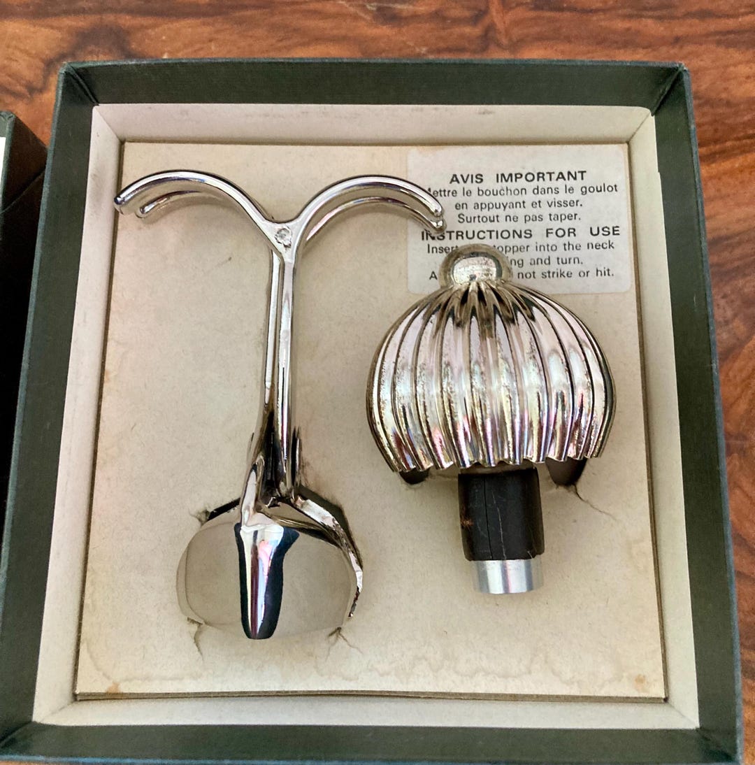 Cado Paris: Vintage Silver Plated Champagne Corkscrew and Stopper in ...