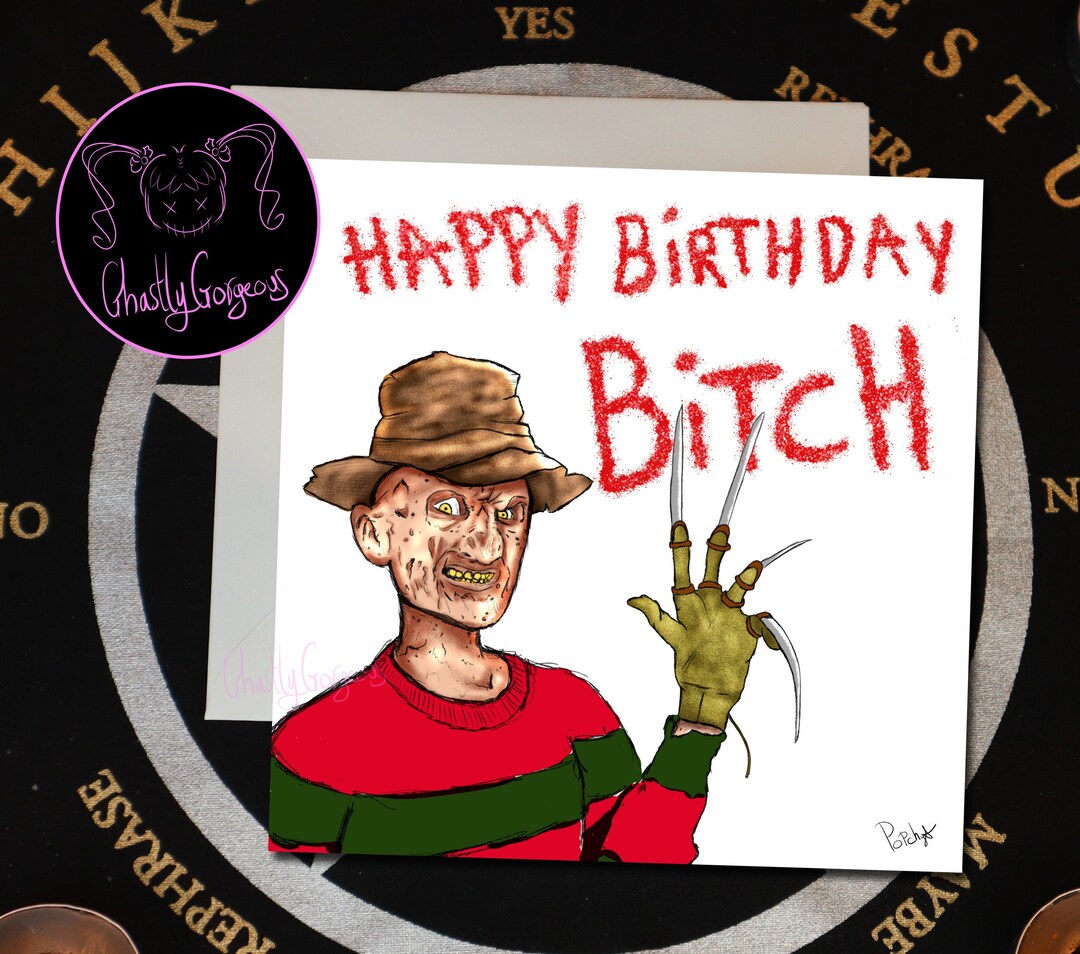 Freddy Krueger Card - With Blood Red Glitter - Horror Card - Funny ...