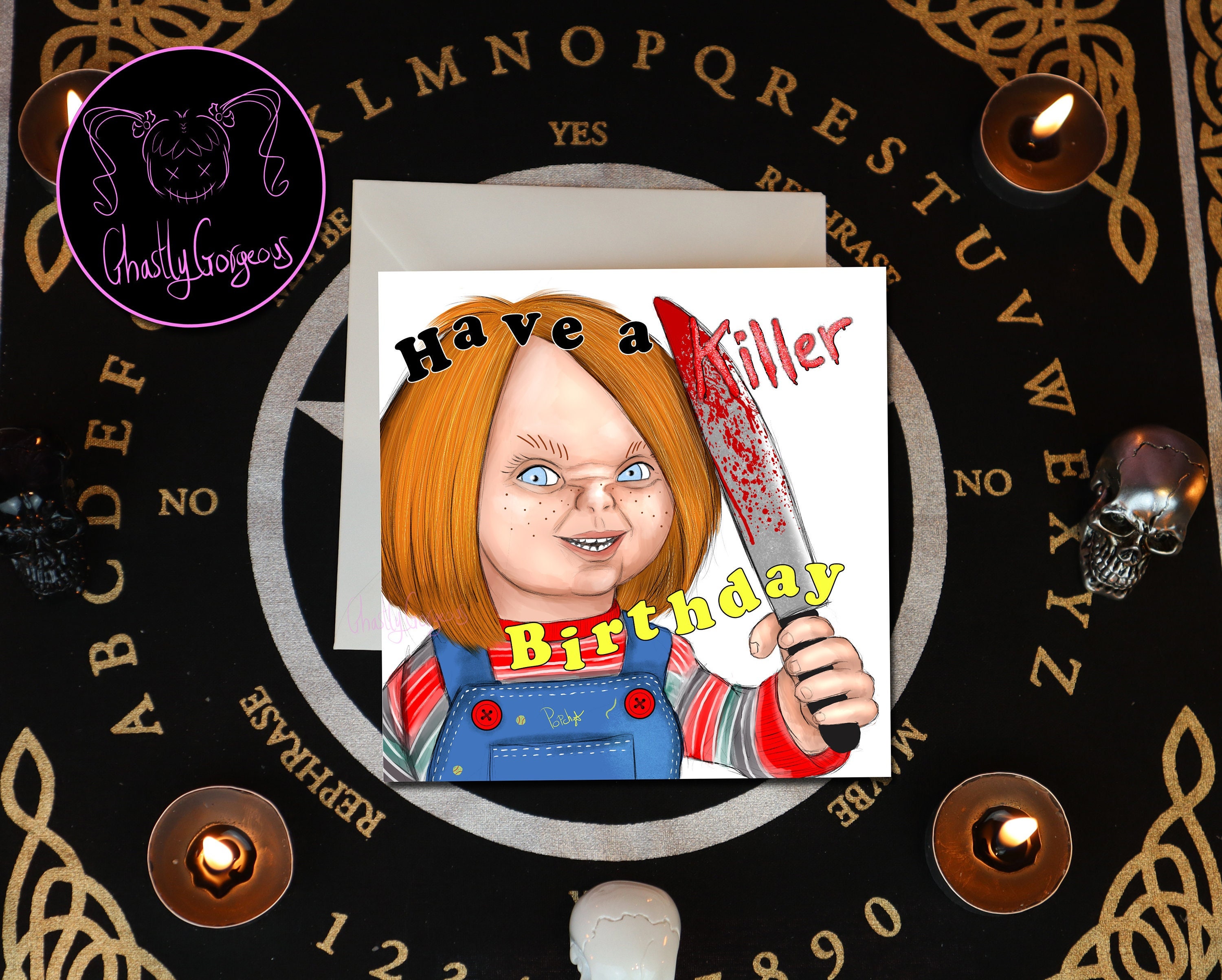 Chucky Card - With Blood Red Glitter! - Etsy