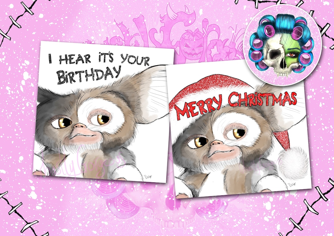 Gremlins Birthday/christmas Card - With Glitter! - Etsy