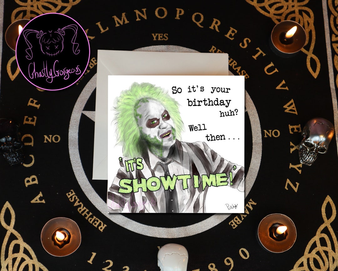 Beetlejuice Card - With Green Glitter - 80s - Tim Burton - Film ...