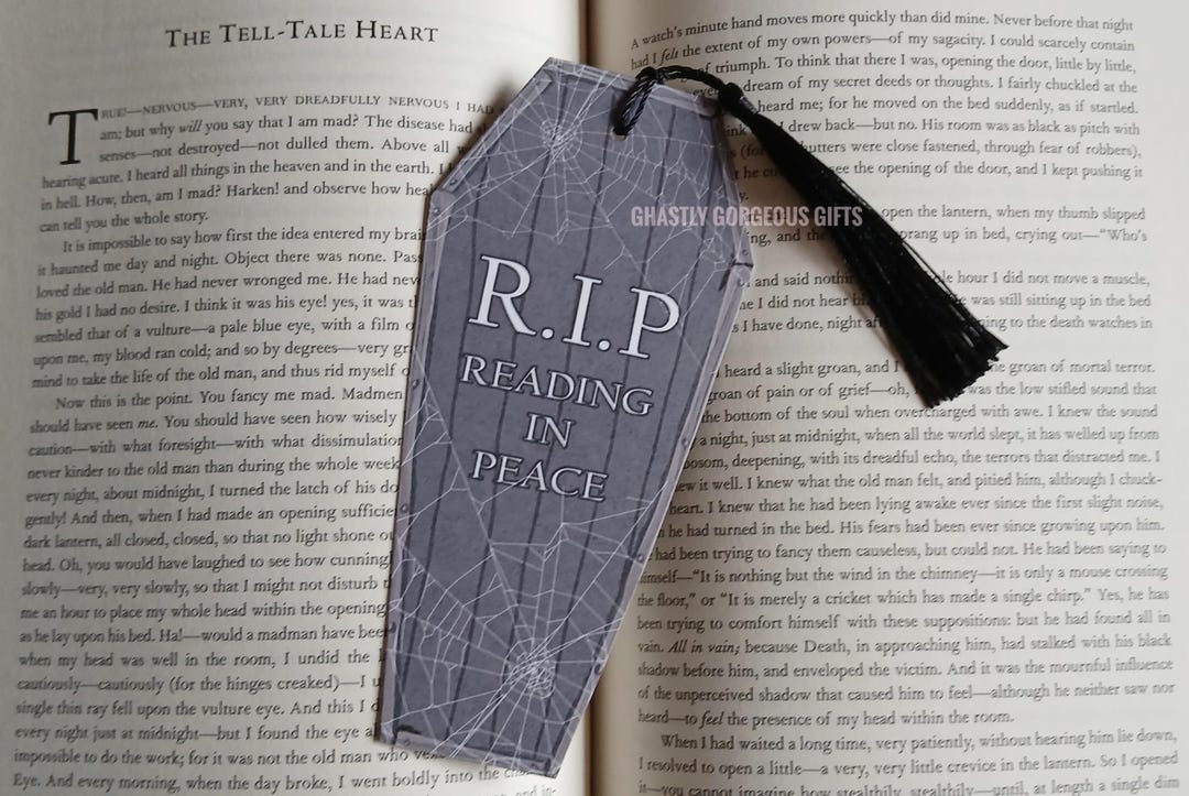 Laminated Bookmark - Coffin - RIP - Laminated- Reading in Peace ...