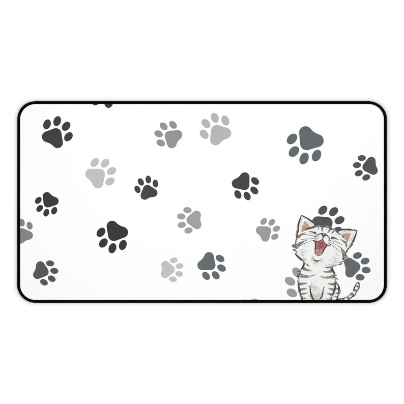 Kitten and Paw Print Desk Mat - Etsy