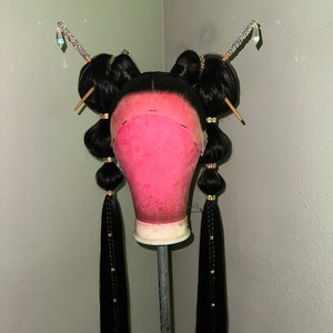 Chun-li Bubble Braided Pigtails Sculpted/styled Wig With Custom ...