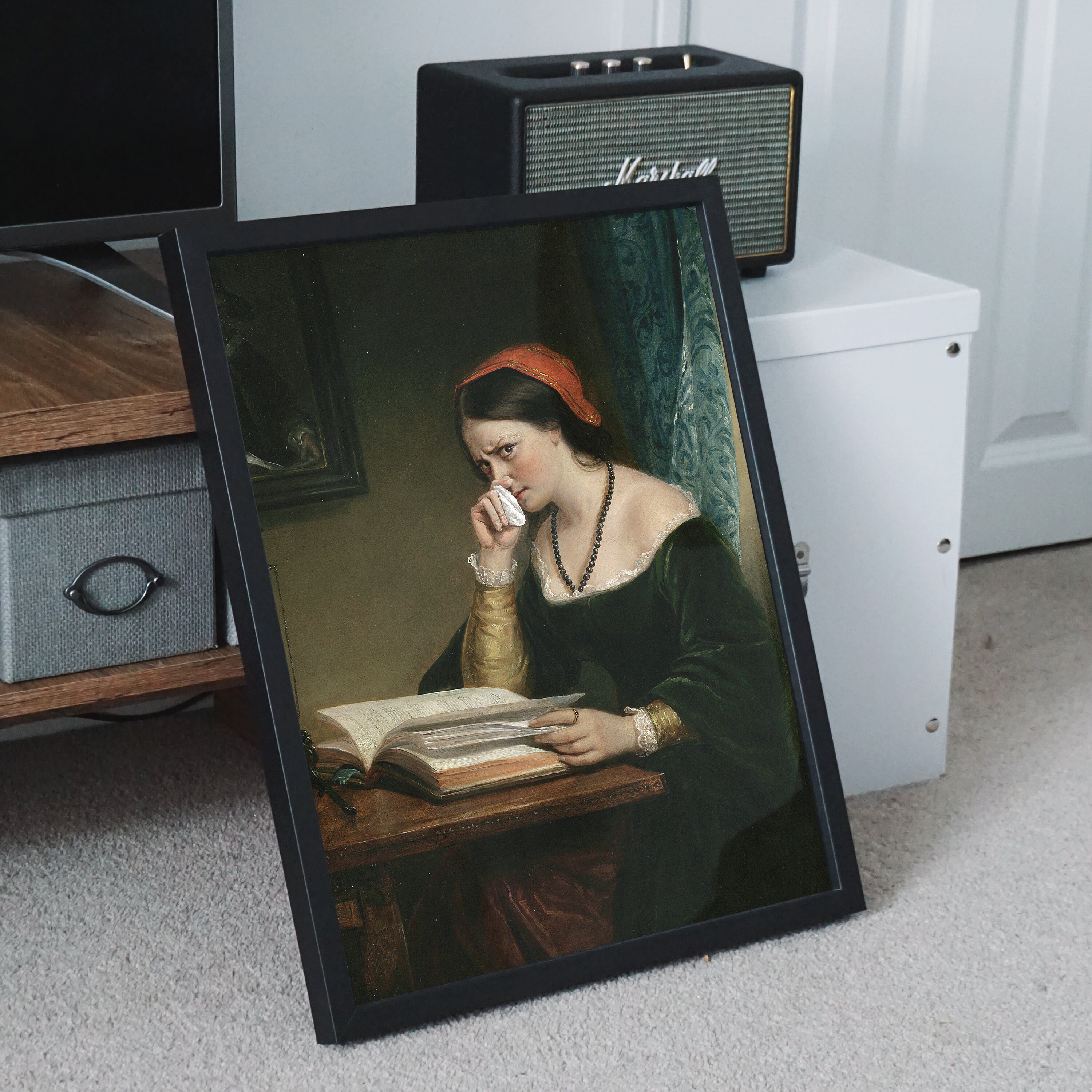 Woman Holding Her Nose Bathroom Altered Art, Modern Classical Art Print ...