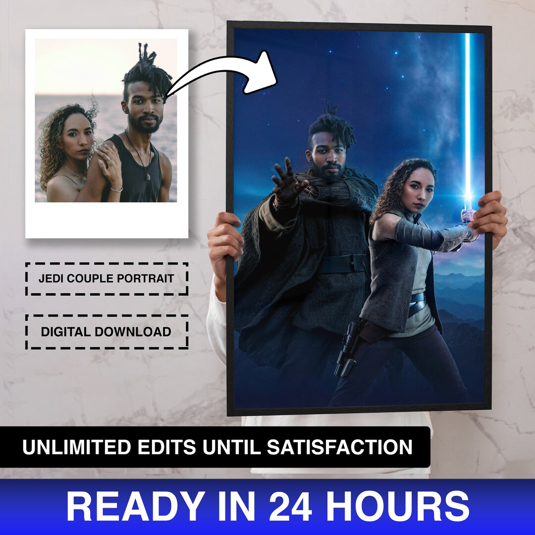 Custom Star Wars Jedi Couple Portrait | Personalized Painting, Best ...