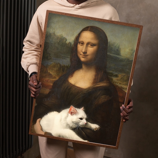 Mona Lisa With Cat Poster - Etsy