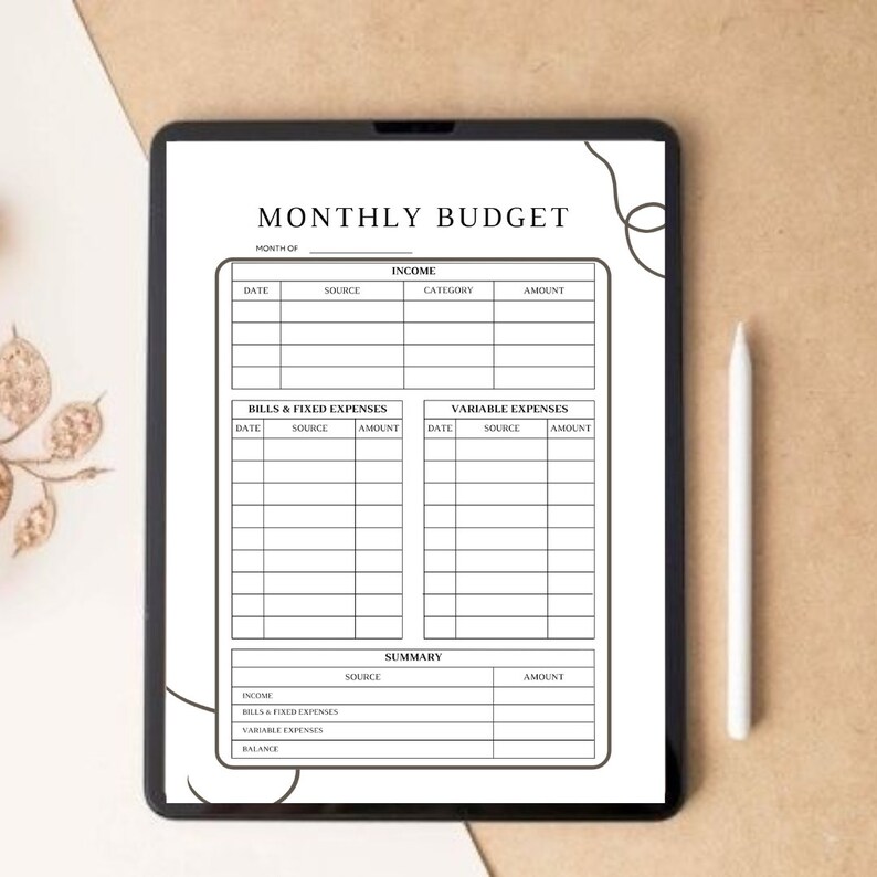 Monthly Budget Planner Template for Printing / Printable PDF / Neutral ...