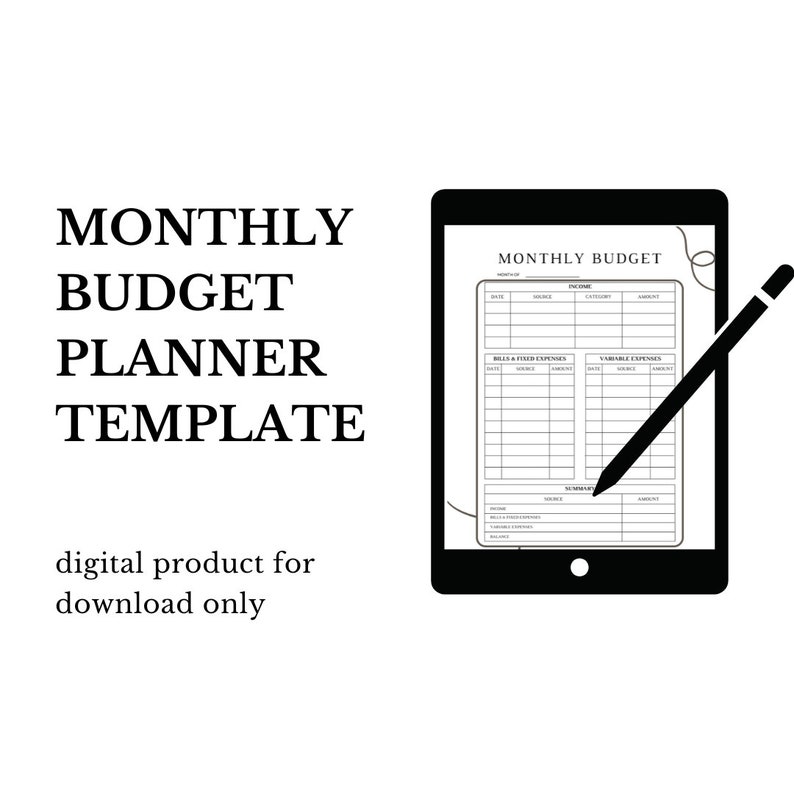 Monthly Budget Planner Template for Printing / Printable PDF / Neutral ...