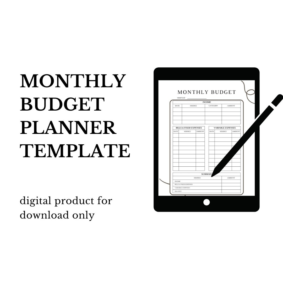 Monthly Budget Planner Template for Printing / Printable PDF / Neutral ...